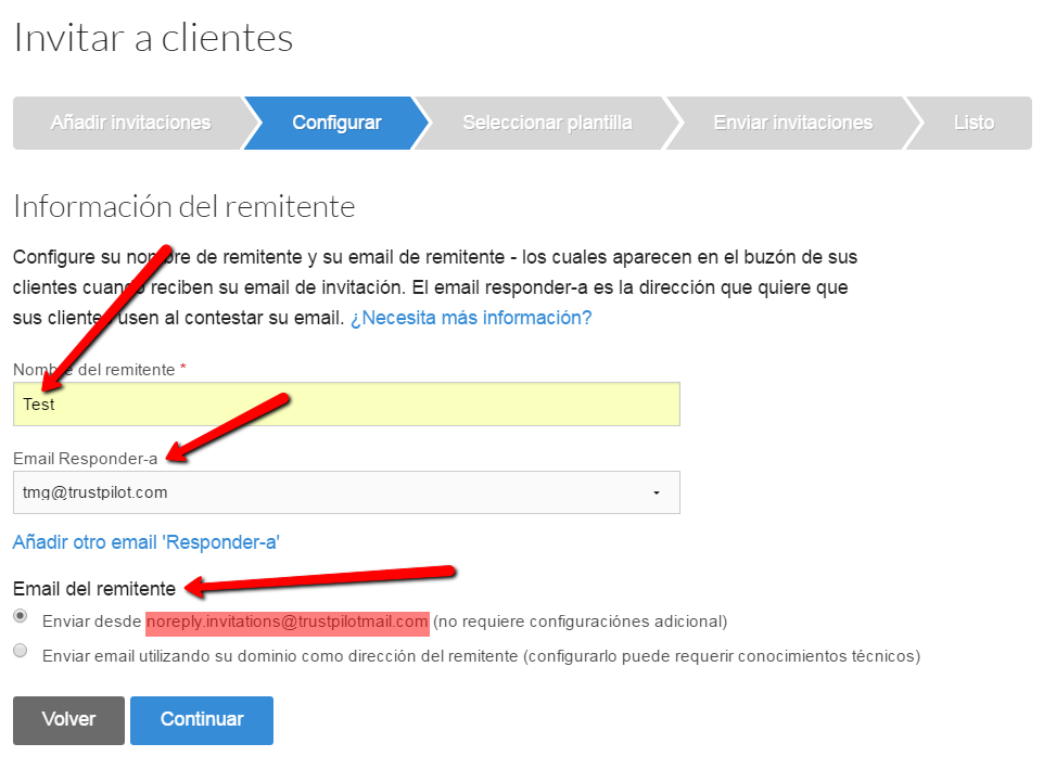 Información del remitente – Trustpilot Centro de asistencia